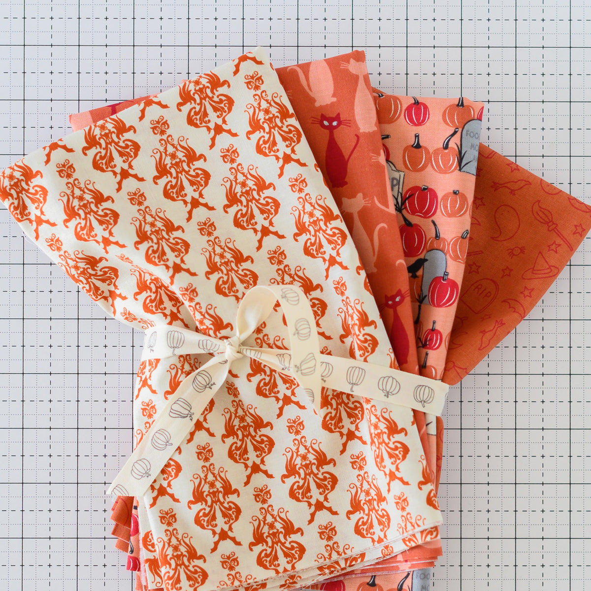 Orange Halloween Fabrics Bundle; Four Half Yard Cuts – Polka Dot Chair ...
