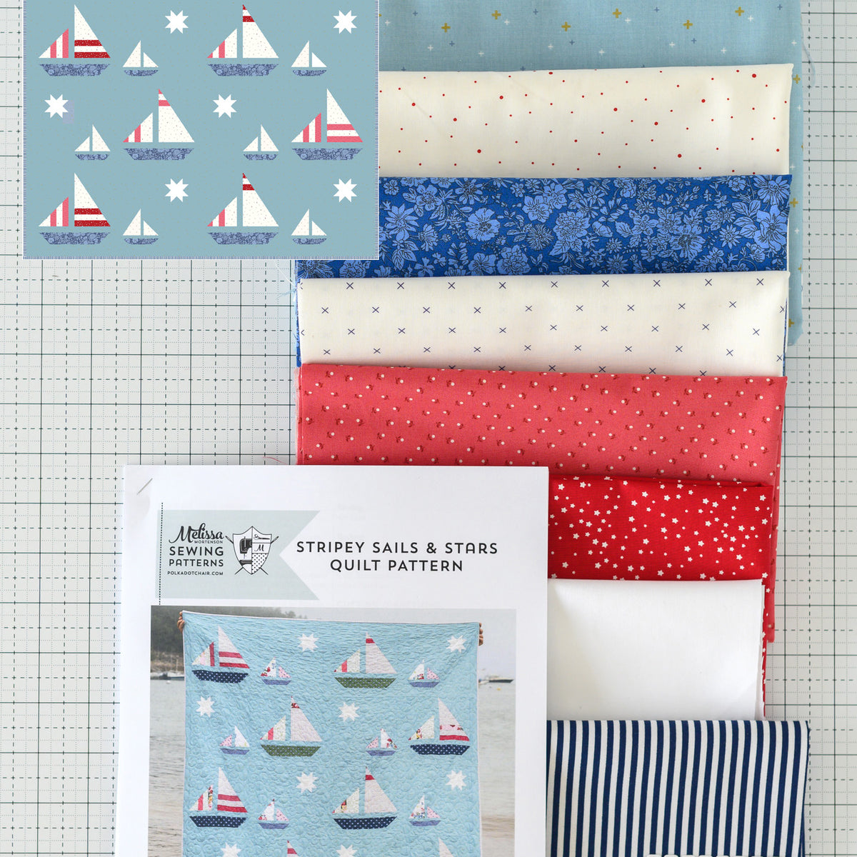 Stripey Sails & Stars Sailboat Quilt Kit; Fabric and Pattern – Polka ...