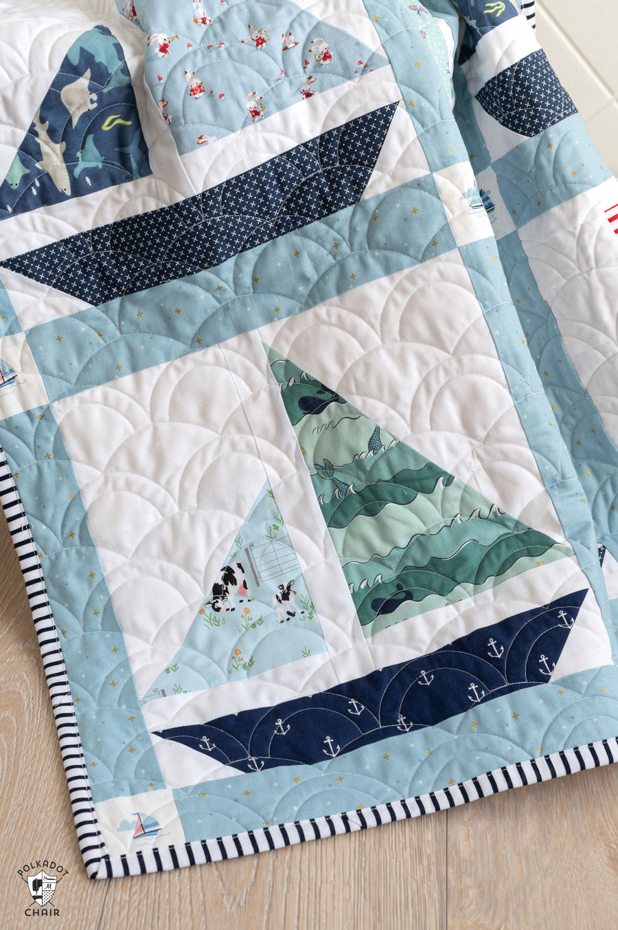 Little Skipper Sailboat Baby Quilt Pattern; Digital PDF Pattern – Polka Dot Chair Patterns by ...