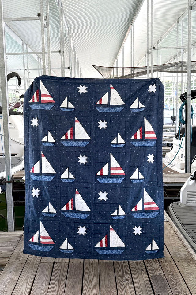 Stripey Sails & Stars Sailboat Quilt Kit; Fabric and Pattern – Polka ...