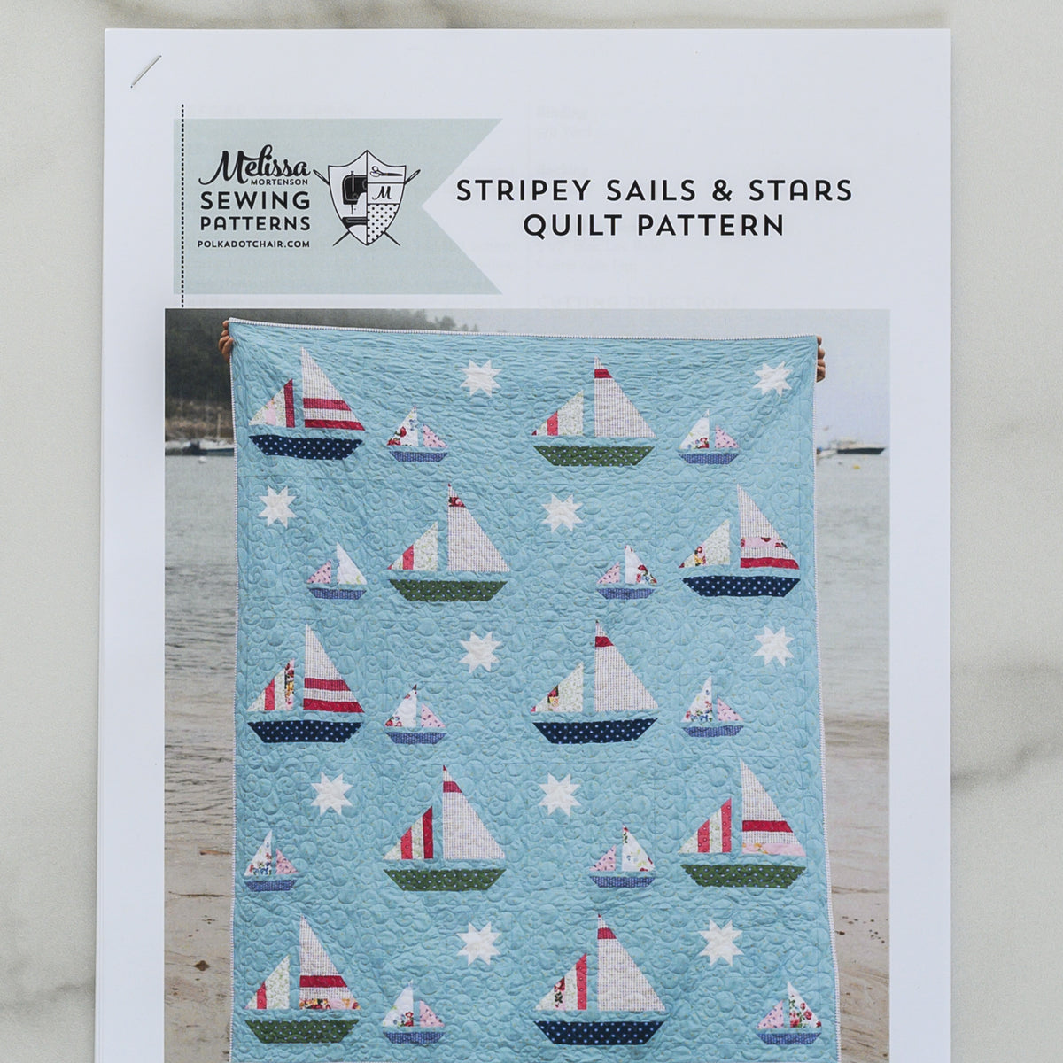 Stripey Sails & Stars Sailboat Quilt Pattern | Printed Pattern – Polka ...