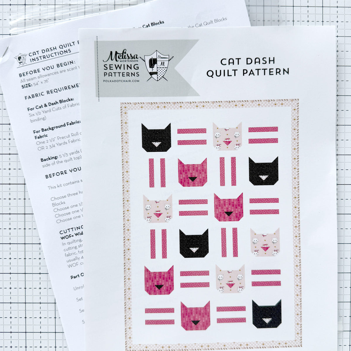Cat Dash Quilt Pattern | Printed Pattern Copy – Polka Dot Chair ...