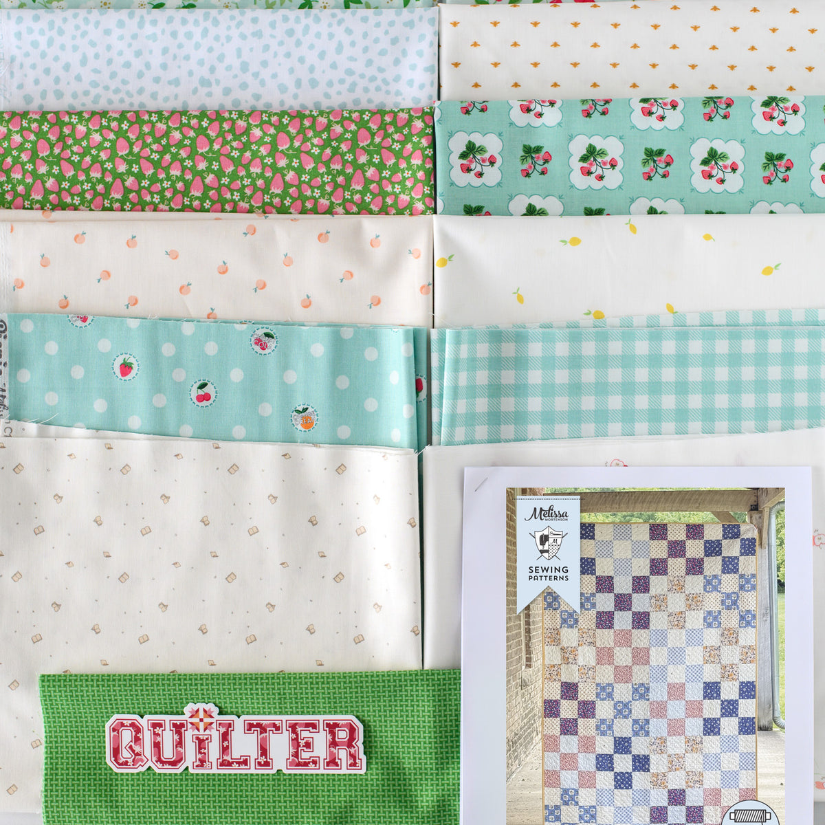 Gathered Quarters Summer Picnic Quilt Kit: Fabric, Quilt Pattern & Sti ...