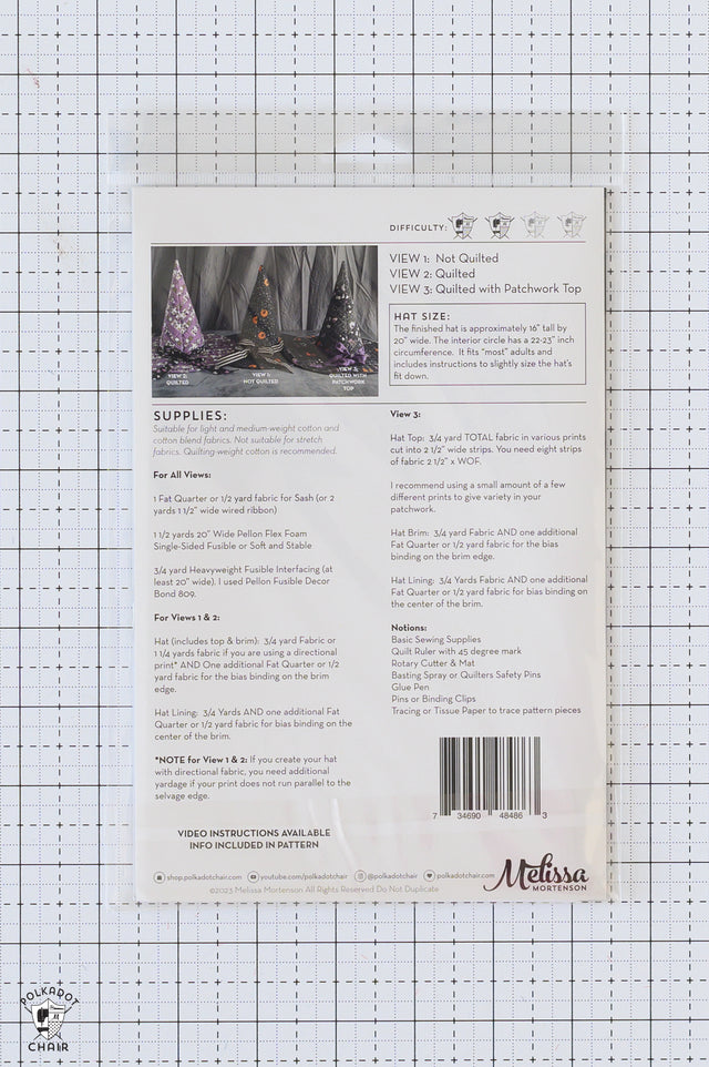 Spellbound Quilted Witch Hat Sewing Pattern | Printed Pattern – Polka ...