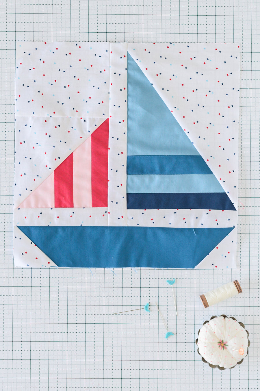 Stripey Sails Quilt Block | Digital PDF Pattern – Polka Dot Chair Patterns by Melissa Mortenson