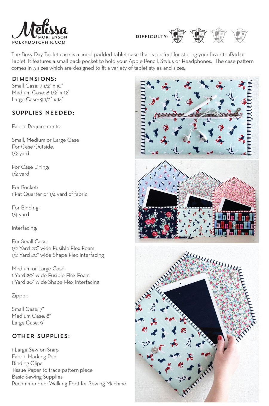 Busy Day Tablet Case | Digital PDF Sewing Pattern – Polka Dot Chair ...