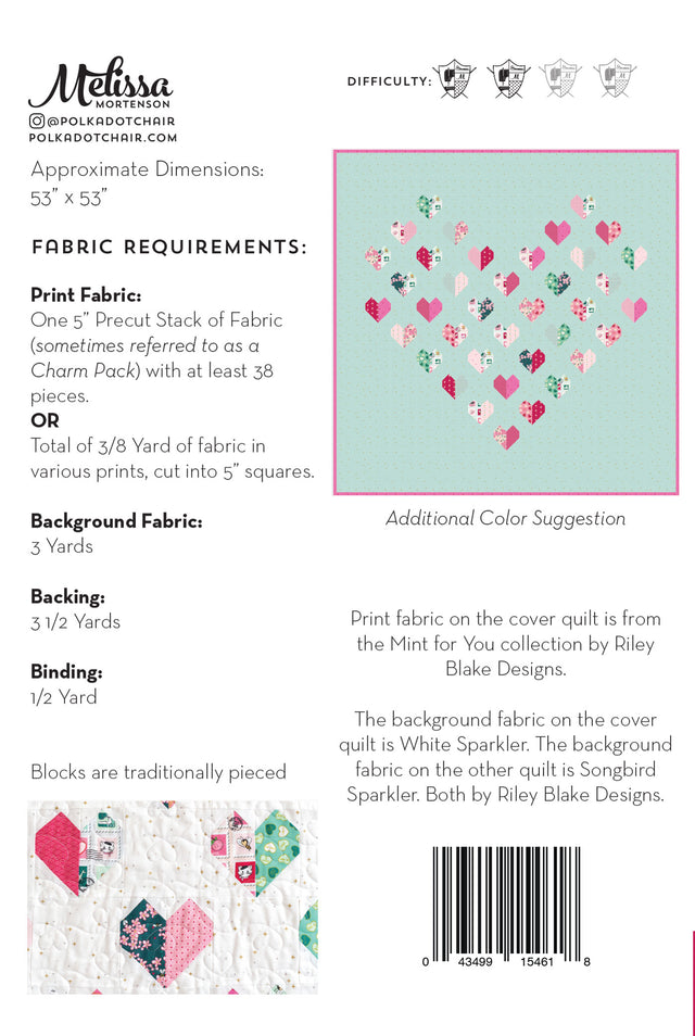 Heart of Hearts Quilt Pattern | Digital PDF Pattern – Polka Dot Chair ...
